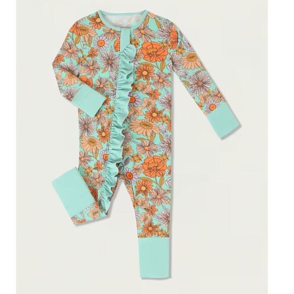 One Pieces | Floral Baby Girls Bamboo Fiber Romper Jumpsuit Pajamas ...